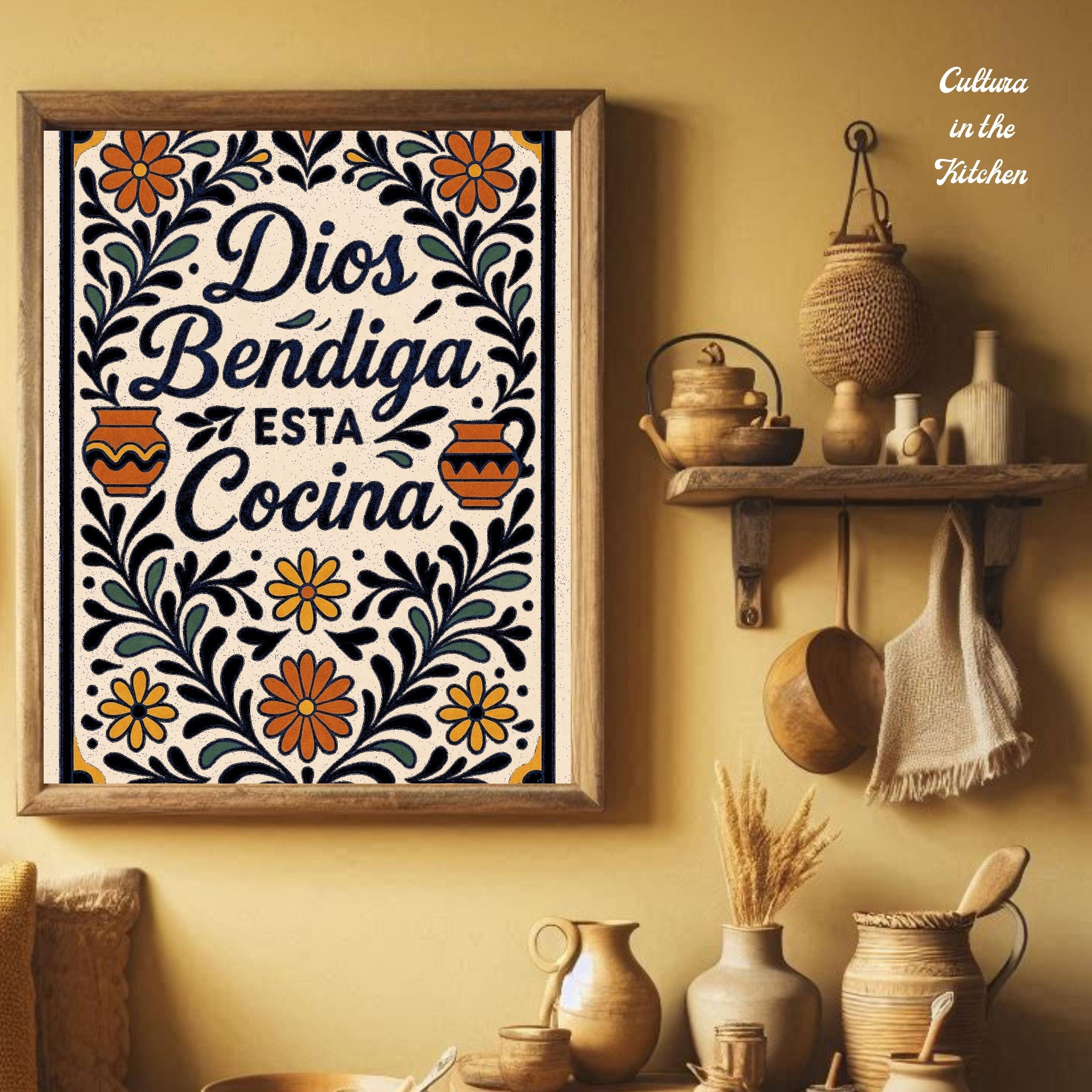 Dios Bendiga Esta Cocina Print Neutral | Spanish Kitchen Blessing Wall ...