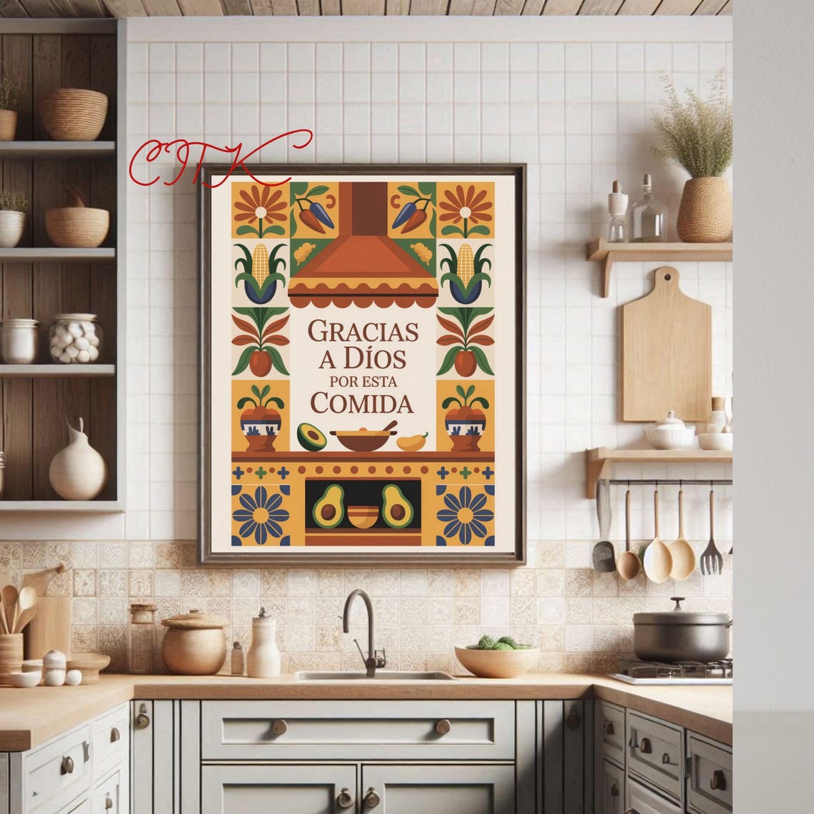 Mexican Kitchen Art Print: Spanglish Blessing for Cocina (digital ...