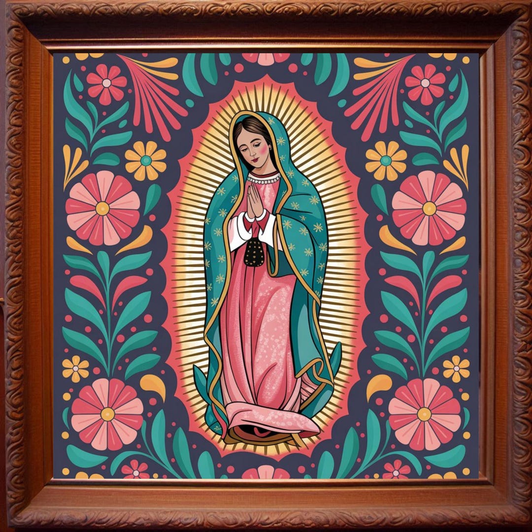 Virgen De Guadalupe Wall Art Printable | Mexican Folk Catholic Decor ...