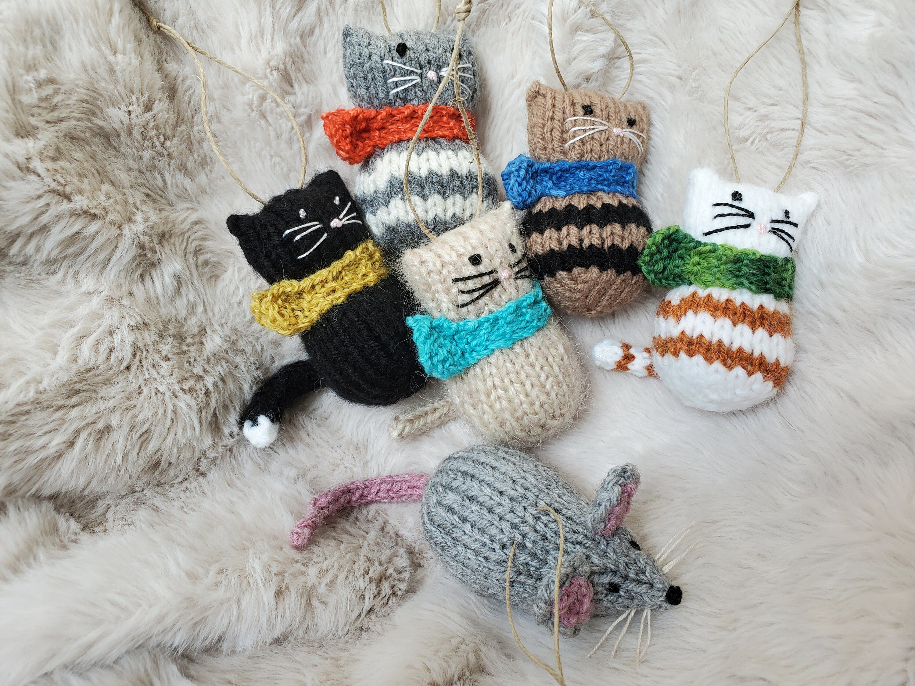 PDF Knitting Pattern, Cat and Mouse Ornament, Crazy Cat Lady, Cat Gift ...