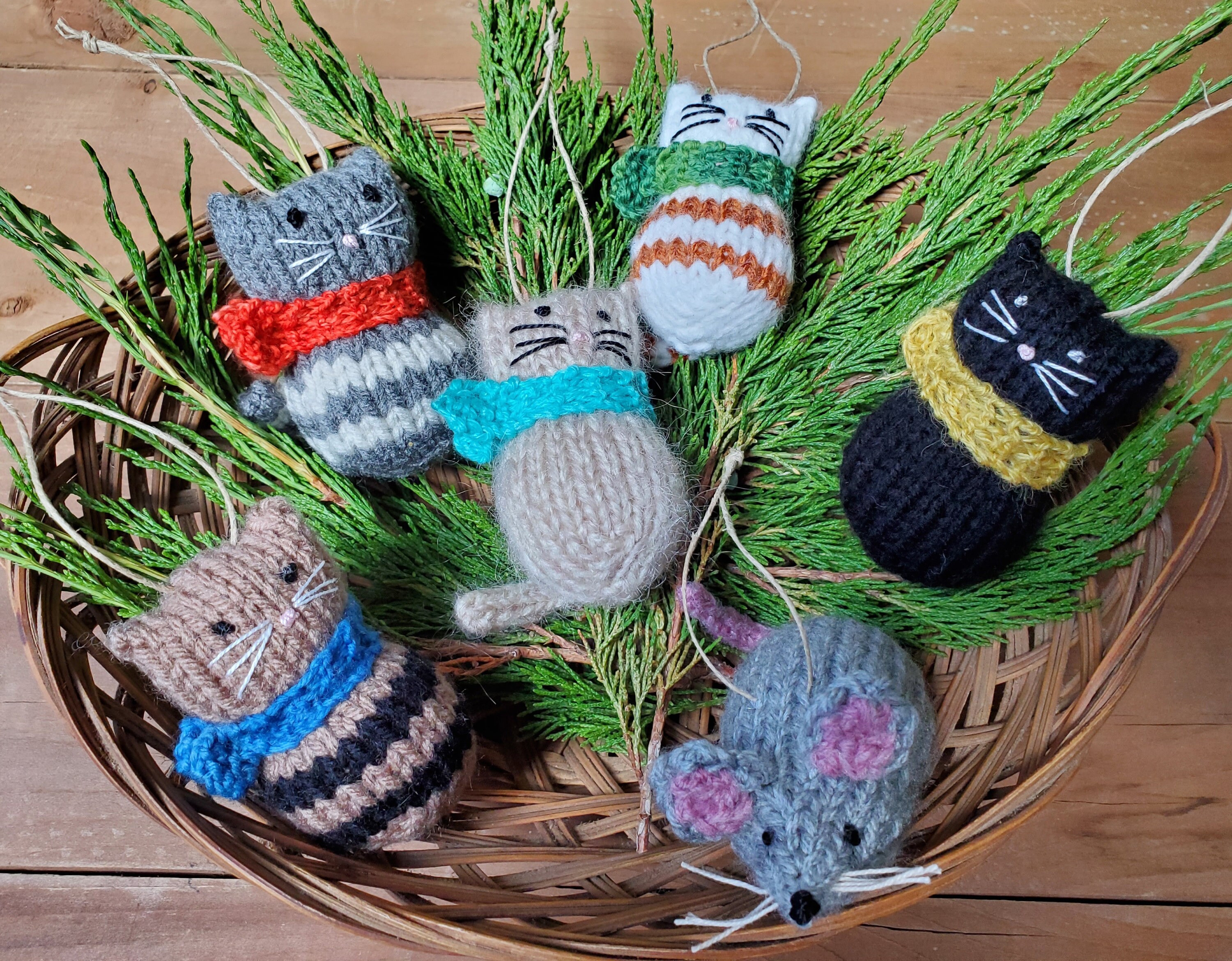 PDF Knitting Pattern, Cat and Mouse Ornament, Crazy Cat Lady, Cat Gift ...