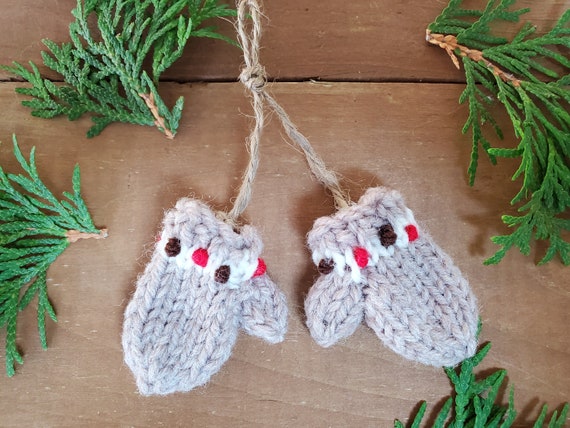 Mini Knit Ornaments Decorations Mini Mittens Set of Mittens - Etsy