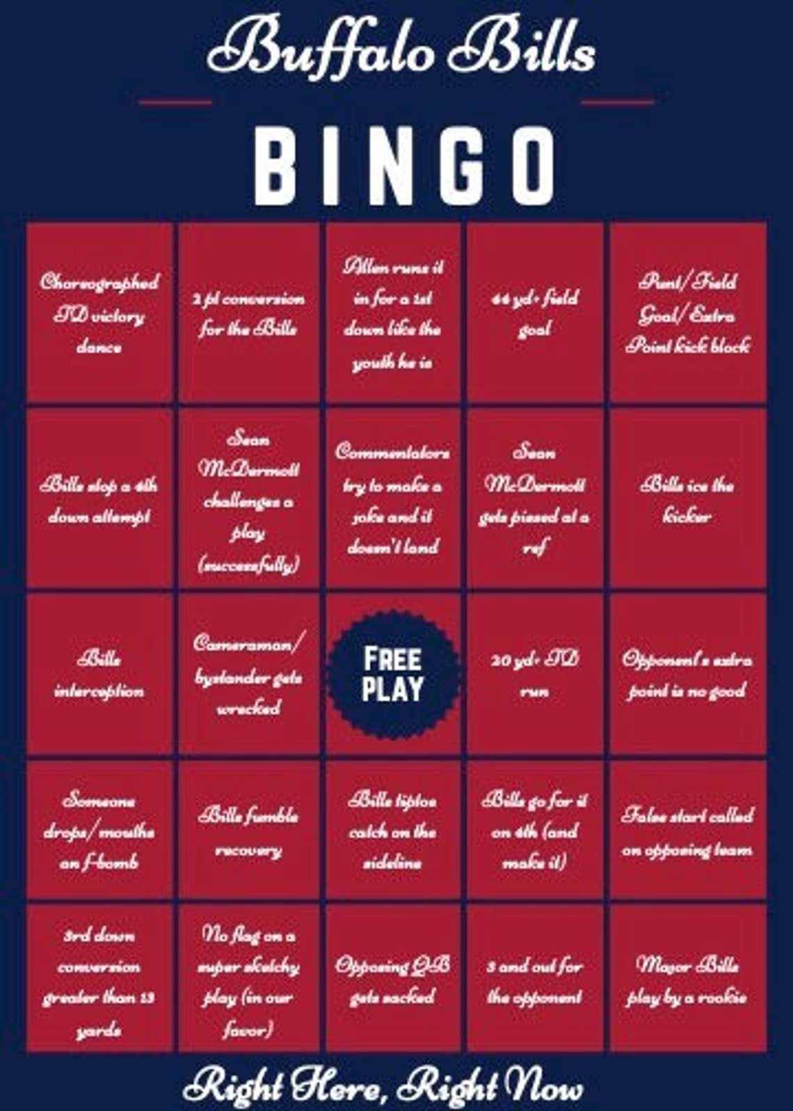 Buffalo Bills Downloadable Bingo - Etsy