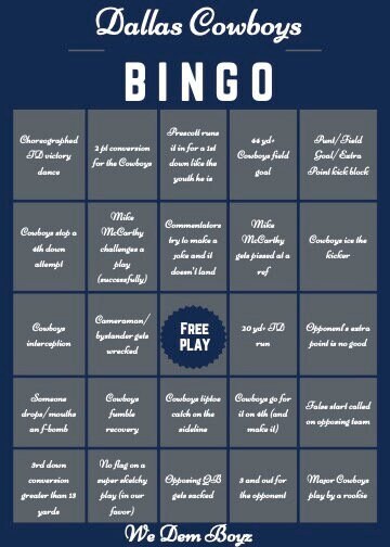 Dallas Cowboys Downloadable Bingo - Etsy