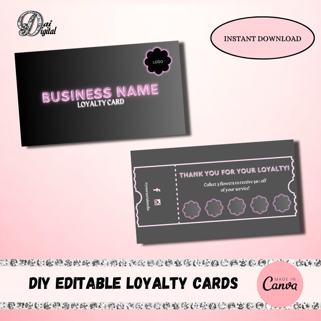 DIY Flower Loyalty Cards | DIY Business Card | Customizable for ...