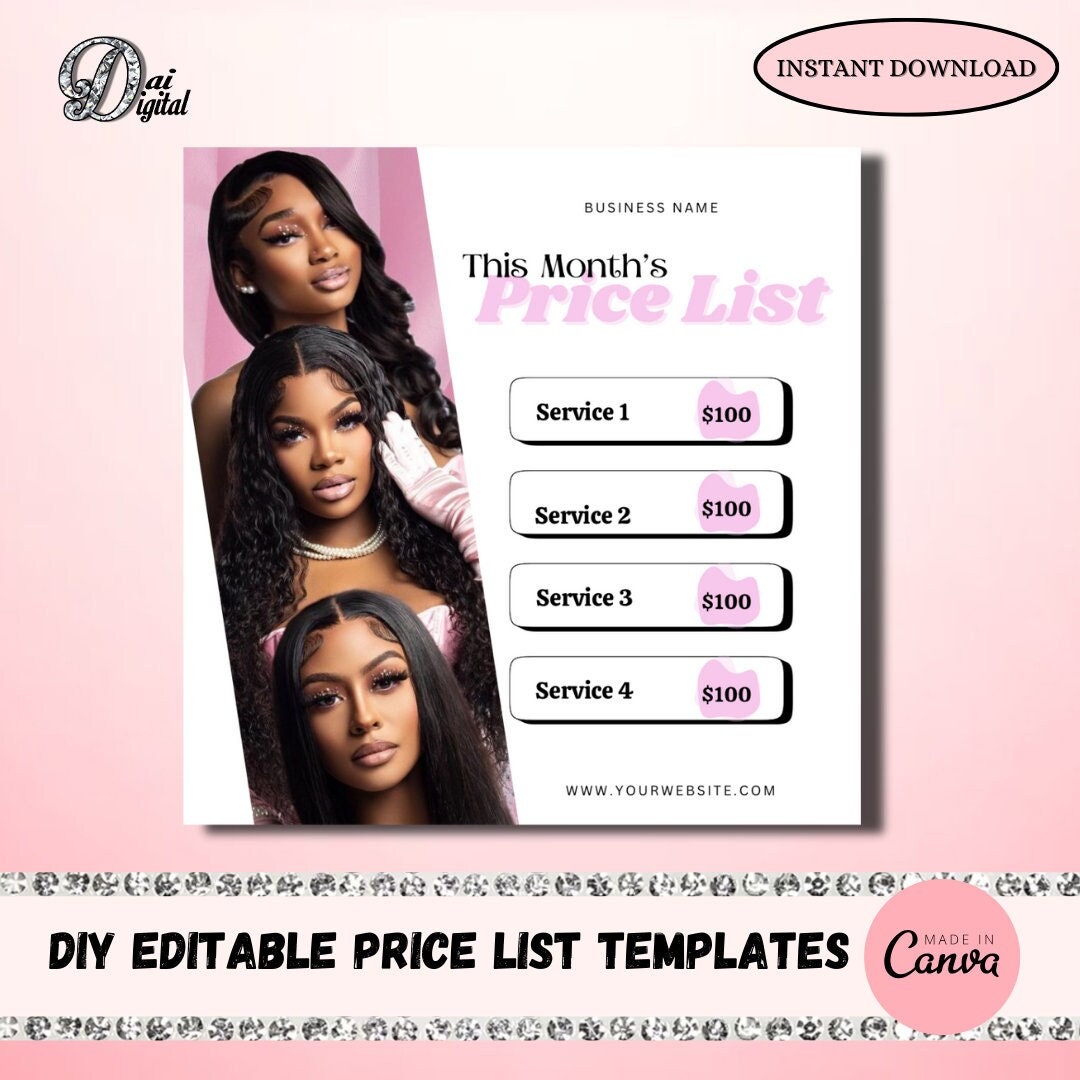Pink Girly DIY Price List Flyer | DIY Social Media Flyers ...
