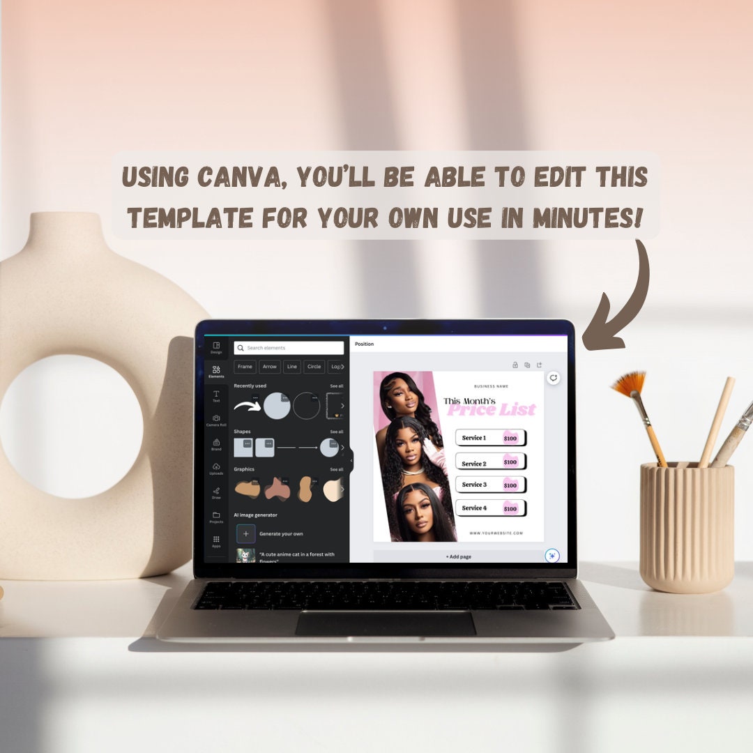 Pink Girly DIY Price List Flyer DIY Social Media Flyers Customizable ...