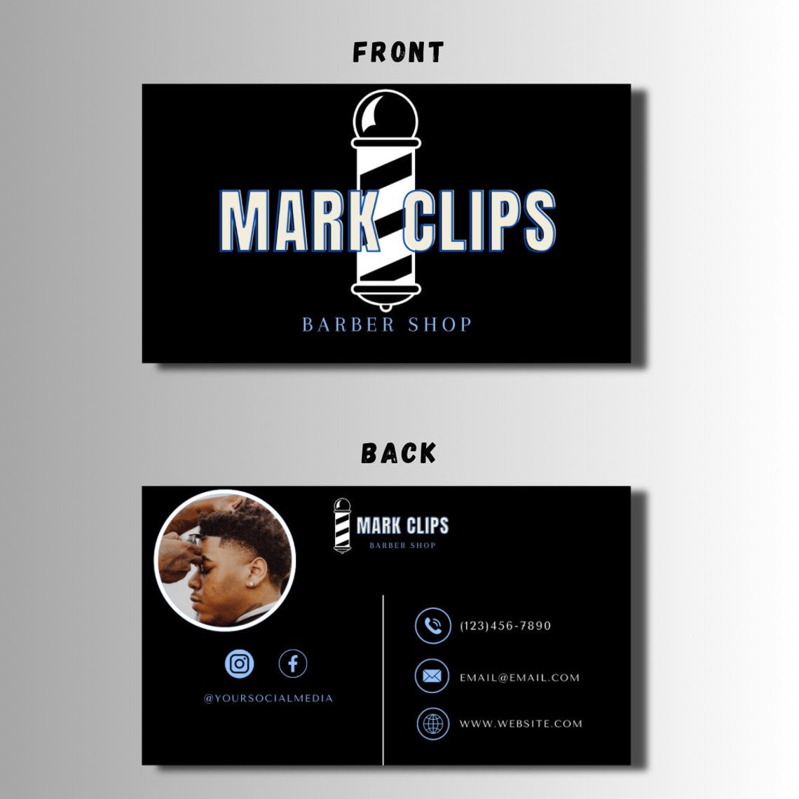 DIY Barber Business Cards | DIY Business Card | Customizable for ...