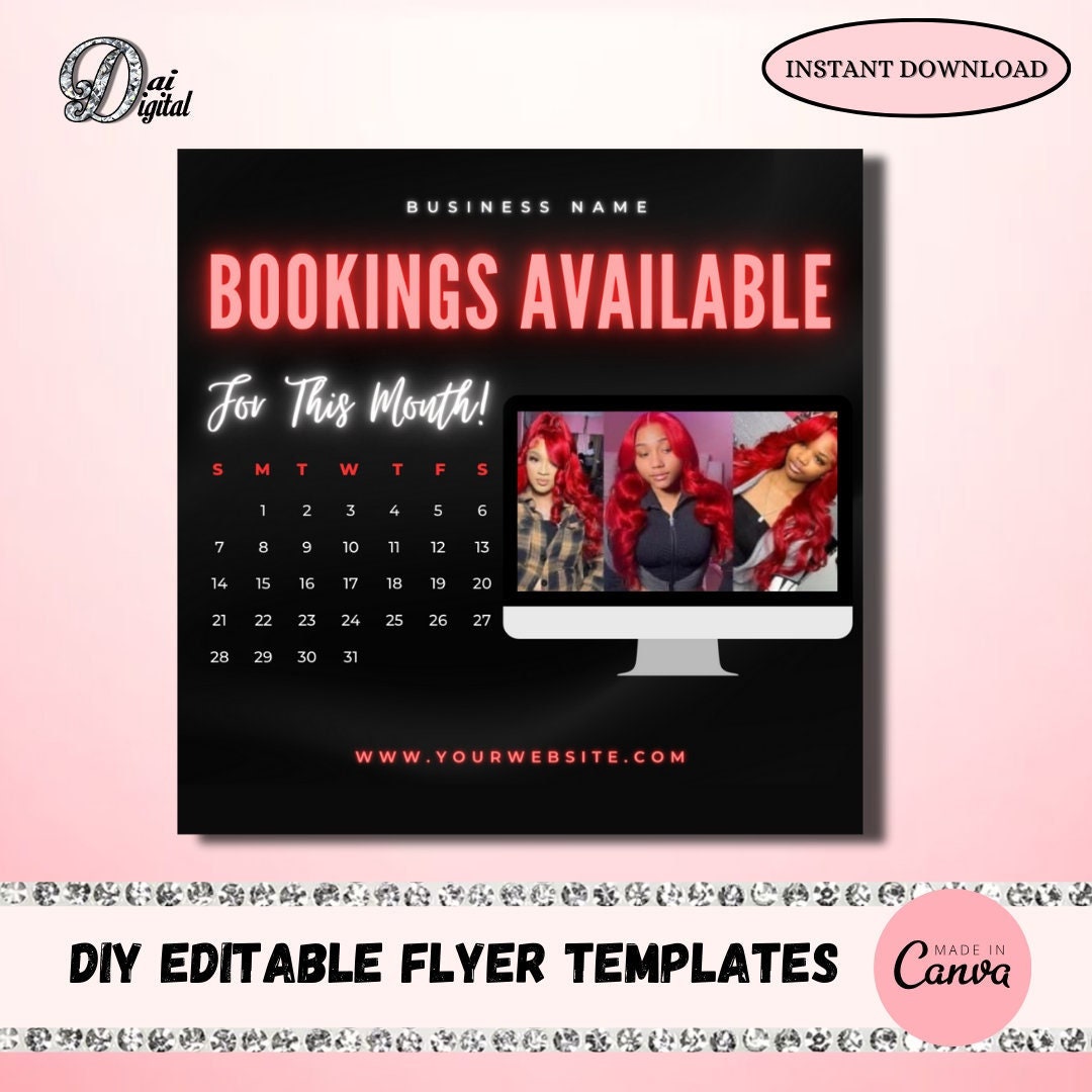 DIY Red Calendar Booking Flyer | DIY Social Media Flyers | Customizable ...