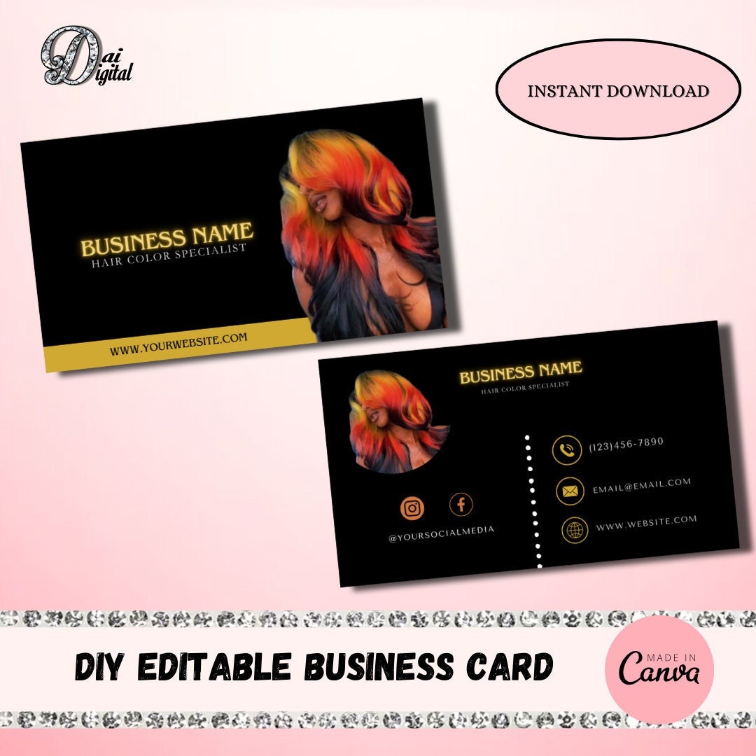 DIY Hair Color Specialist Business Cards | Hairstylist | DIY Business ...