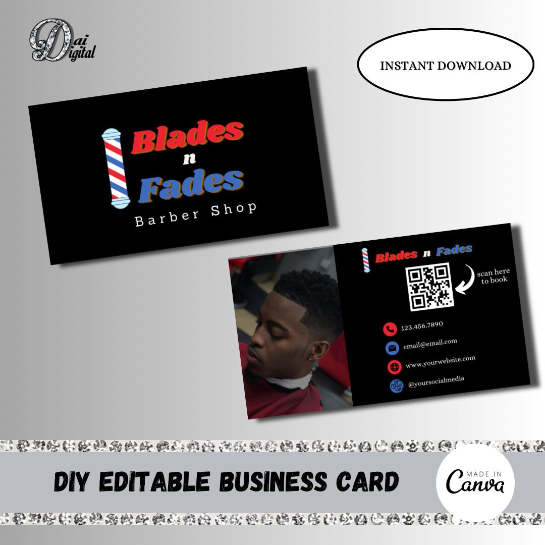 DIY Barber Business Cards | DIY Business Card | Customizable for ...