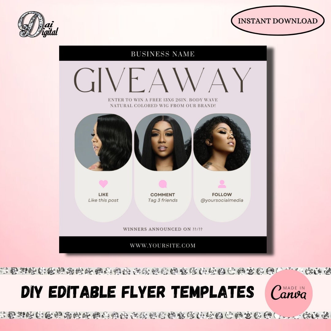 DIY Giveaway 3 Steps Flyer | DIY Social Media Flyers | Customizable for ...
