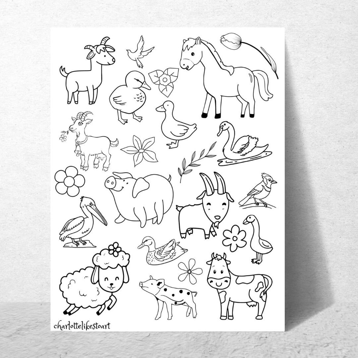 Printable Colouring Sheets, Instant Download A4, for Kids - Animals ...
