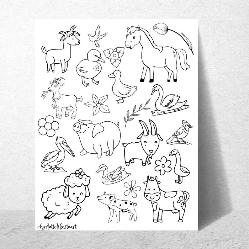 Printable Colouring Sheets, Instant Download A4, for Kids - Animals ...