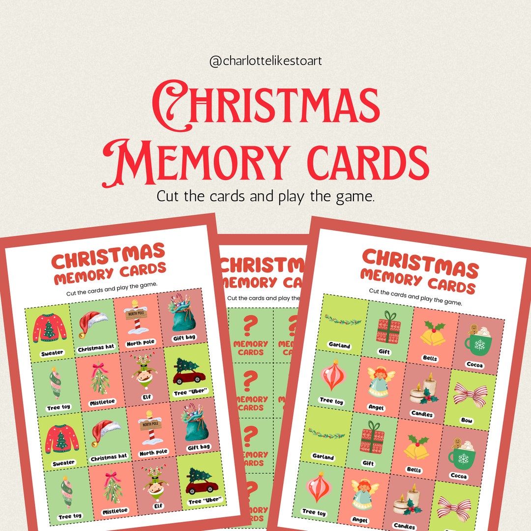 Christmas Memory Cards Christmas Game for Kids and Family Board Game ...