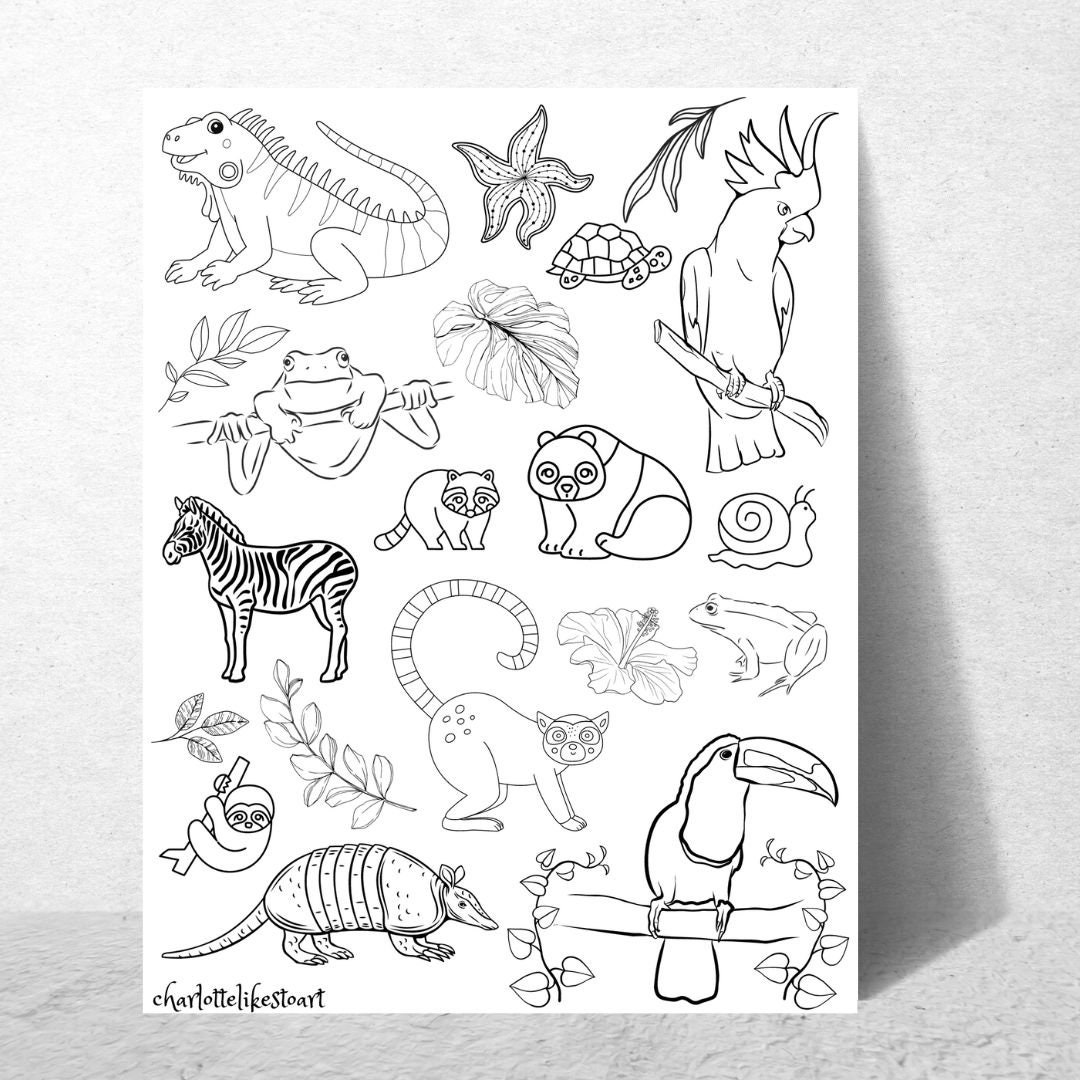 Printable Colouring Sheets, Instant Download A4, for Kids - Animals ...