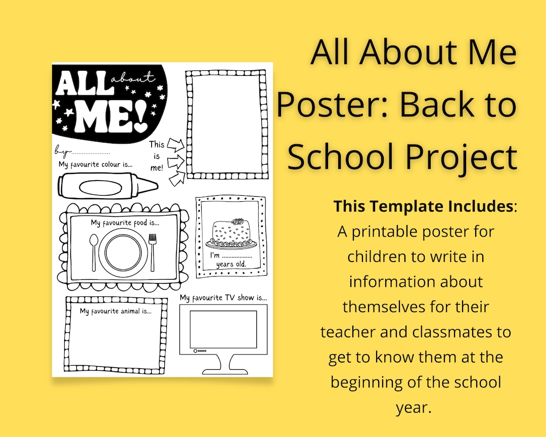 All About Me Poster, School Printable, Back to School Project ...