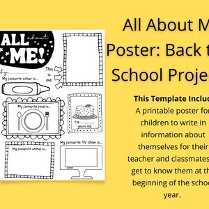 All About Me Poster, School Printable, Back to School Project ...