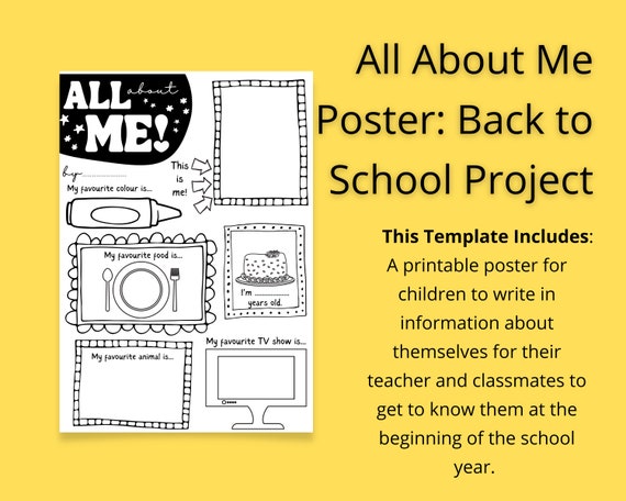 All About Me Poster School Printable Back to School Project - Etsy