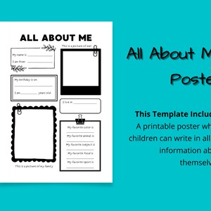 All About Me Poster, School Printable, Back to School Project ...