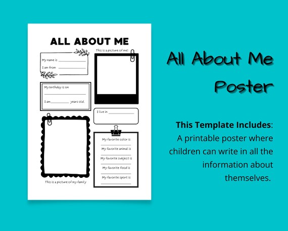 All About Me Poster School Printable Back to School Project - Etsy