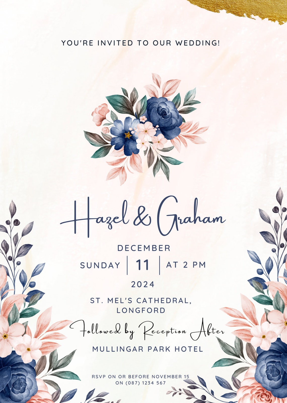 Wedding Invitation Floral - Etsy