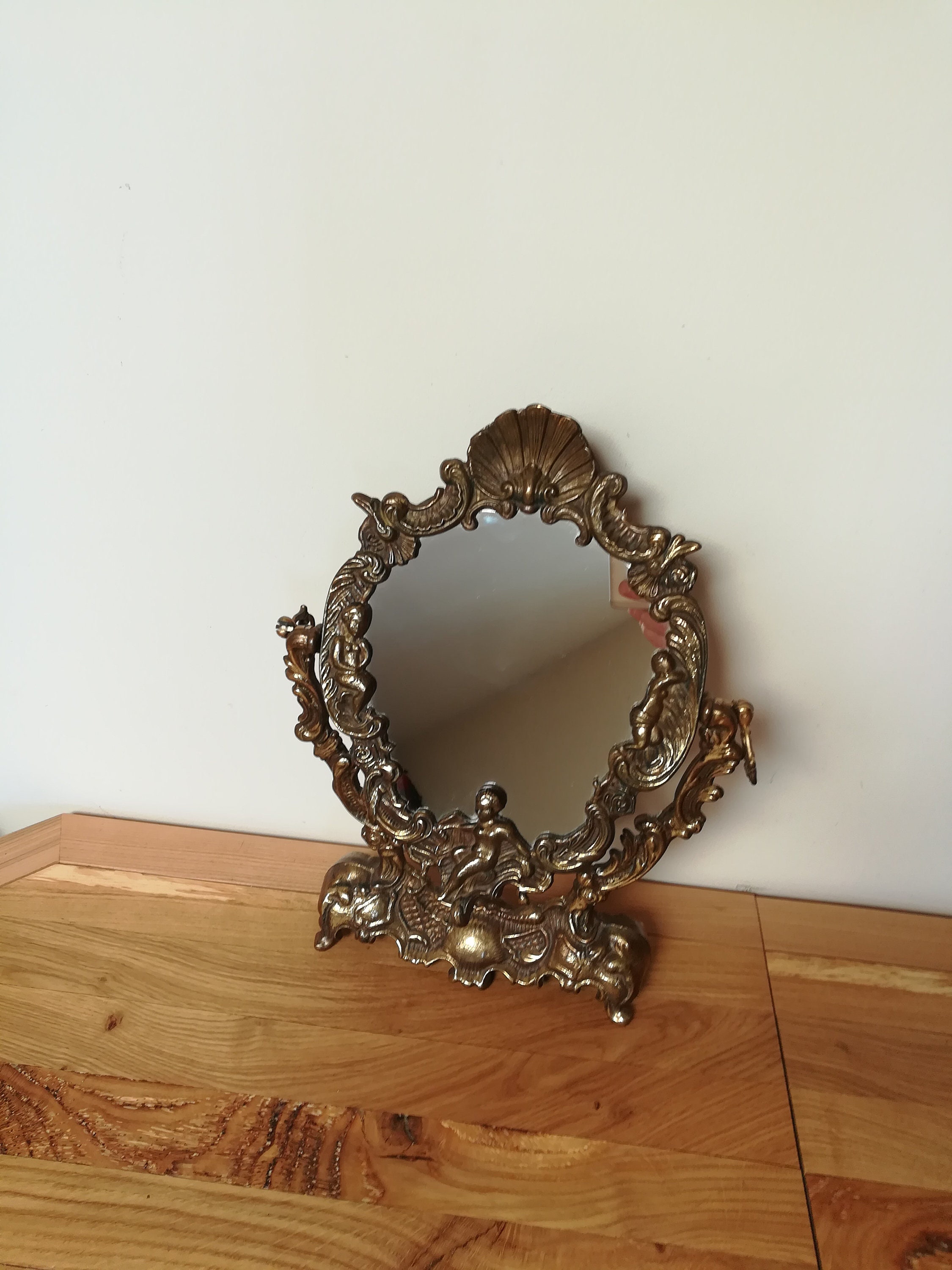 Brass Table Mirror - Etsy