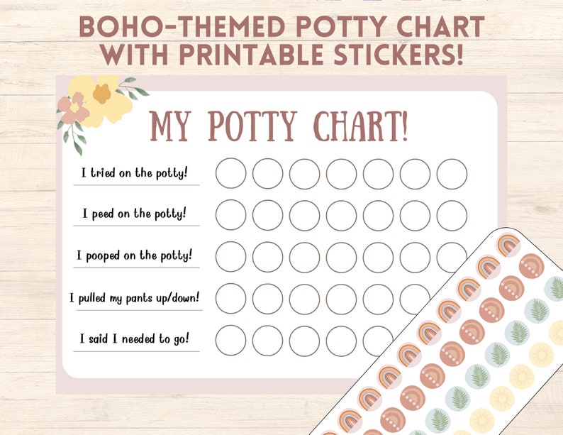 Printable Boho-themed Potty Chart With Stickers - Etsy