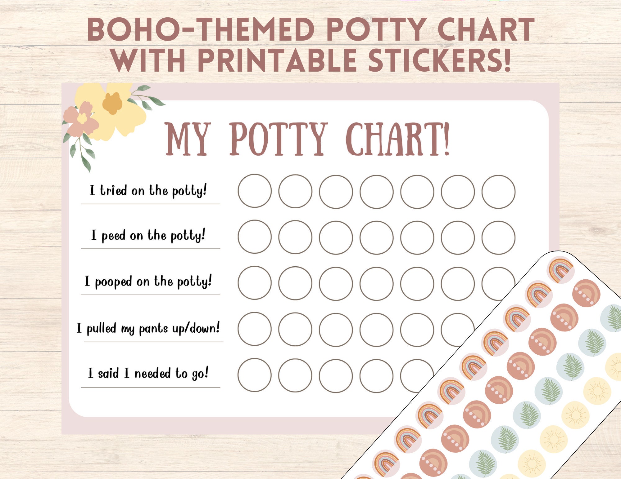 Printable Boho-themed Potty Chart With Stickers - Etsy