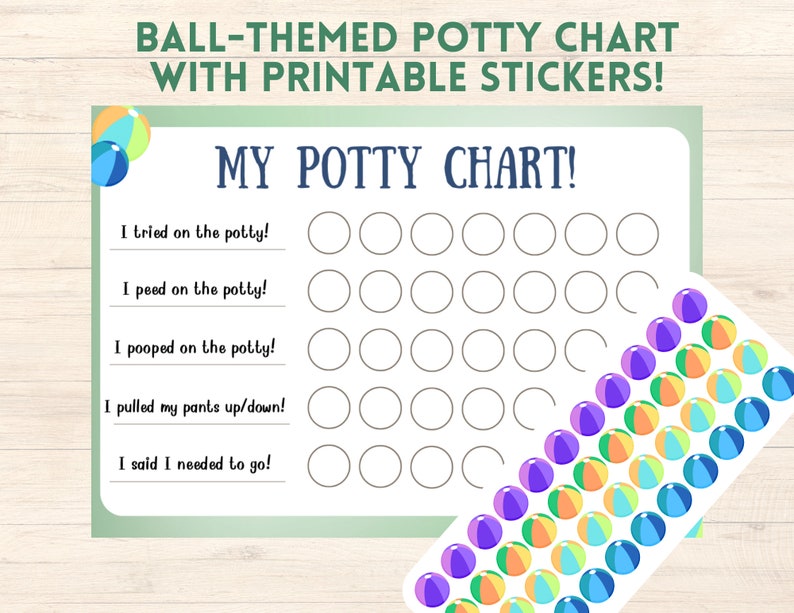 Printable Themed Potty Charts With Stickers - Ball-themed - Etsy