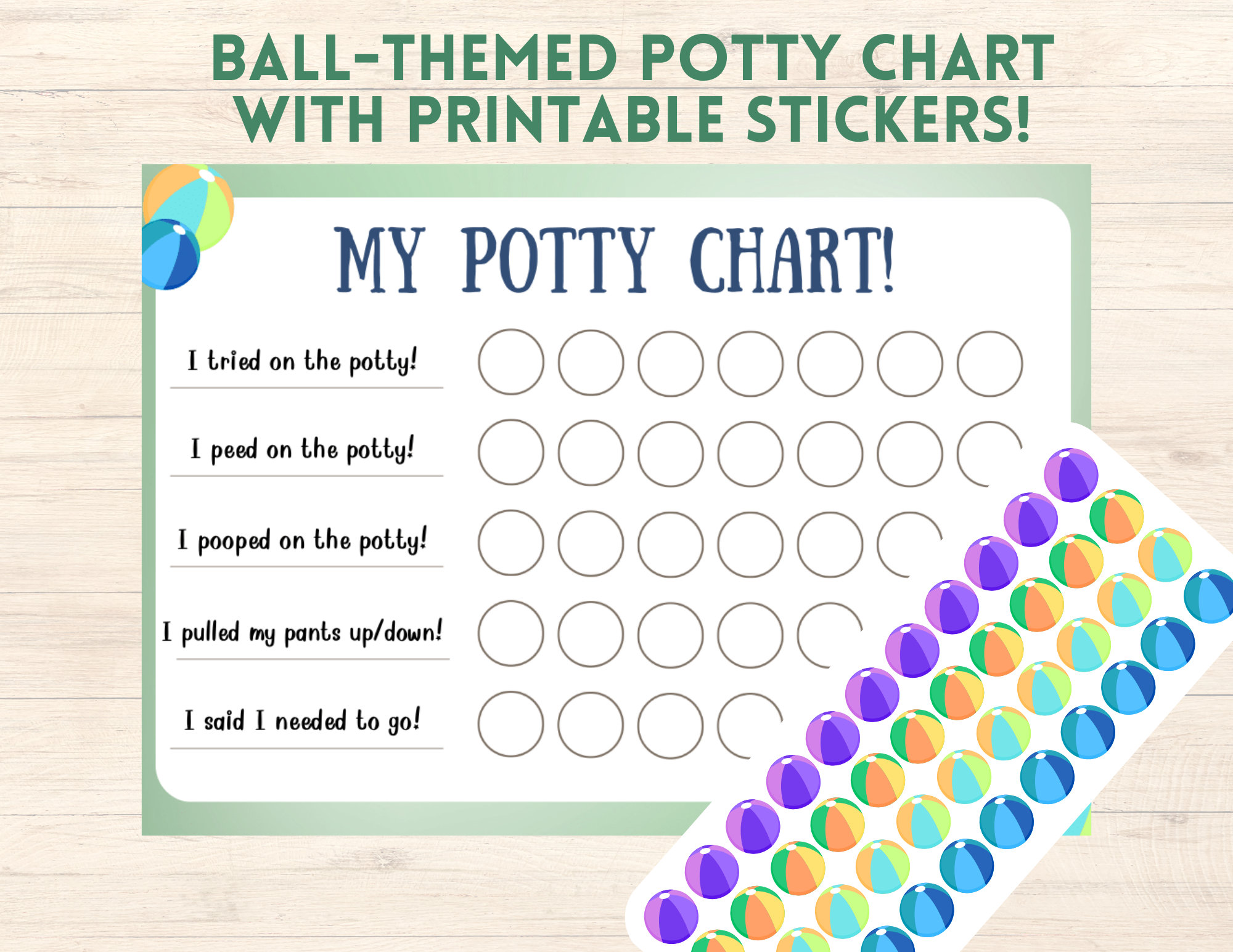 Printable Themed Potty Charts With Stickers - Ball-themed - Etsy
