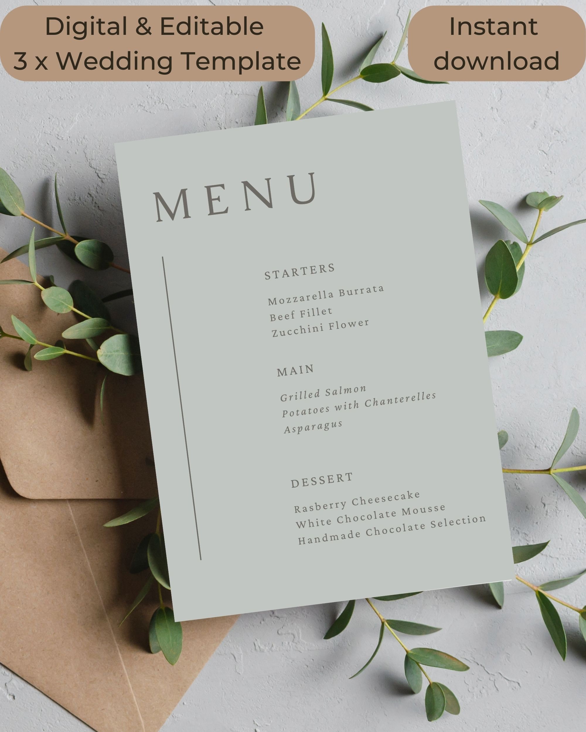 Wedding Menu Template Wedding Drink Menu Wedding Program - Etsy