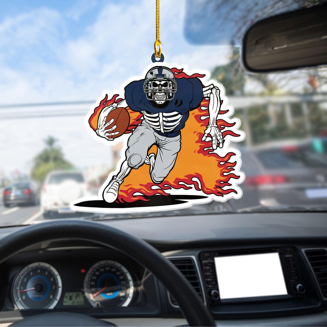 Halloween Skeleton Football Player DC Flame I2 Ornament, Skeleton Blue ...