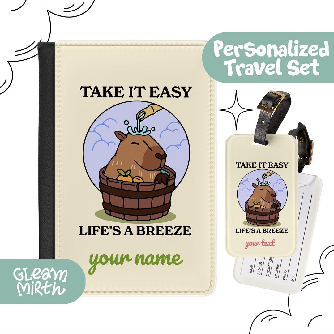 Custom Easy Life Capybara Travel Set, Capybara Take It Easy Life's A ...