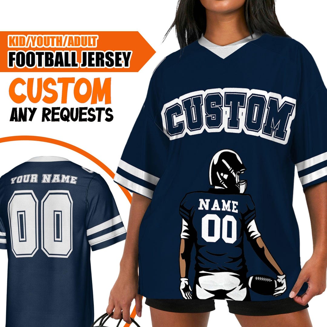 Personalized Your Name and Player DL Navy Football Jersey I2, Custom ...