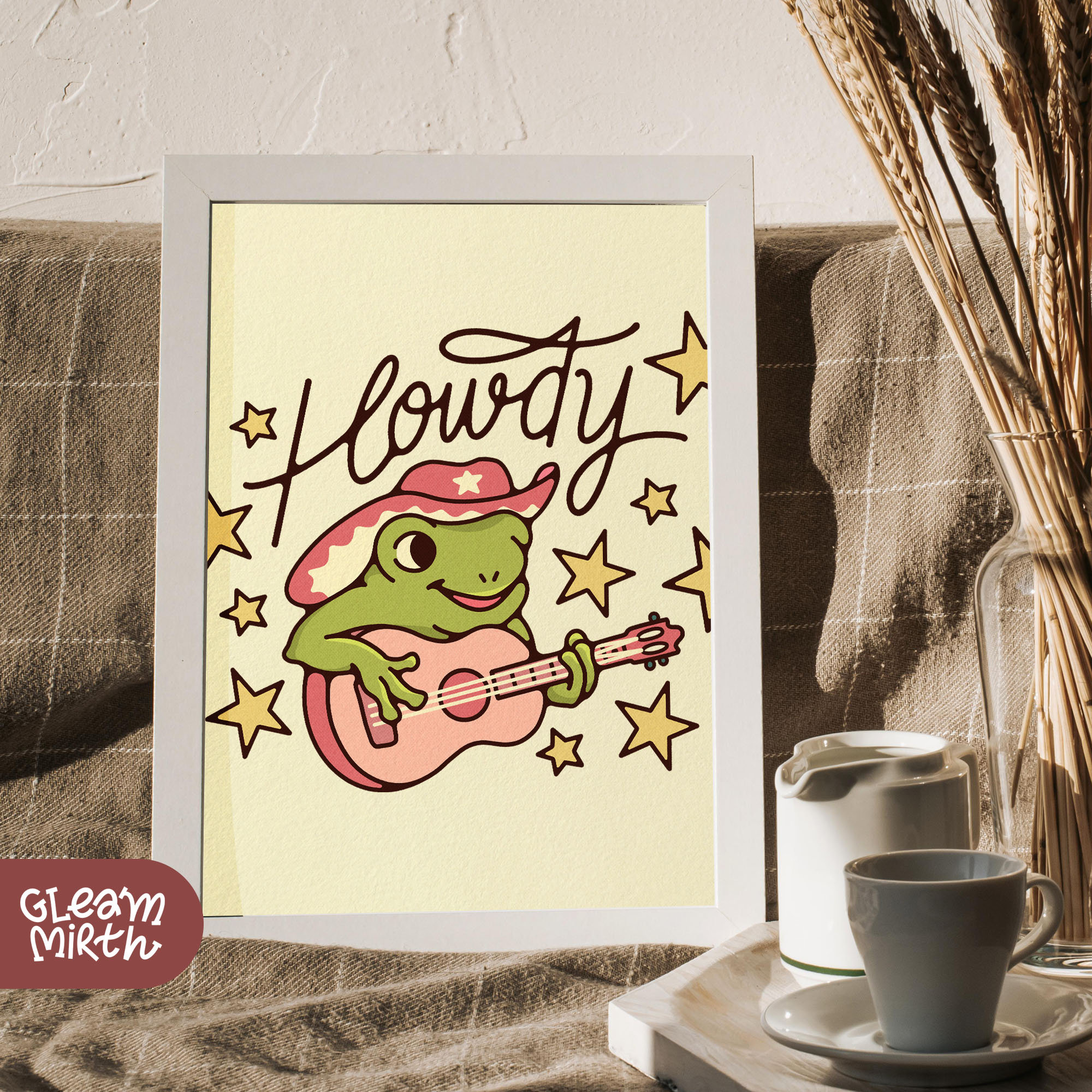 Howdy Art Print, Howdy Retro Cowboy Frog Art, Frog Gift Idea, Cute Frog ...