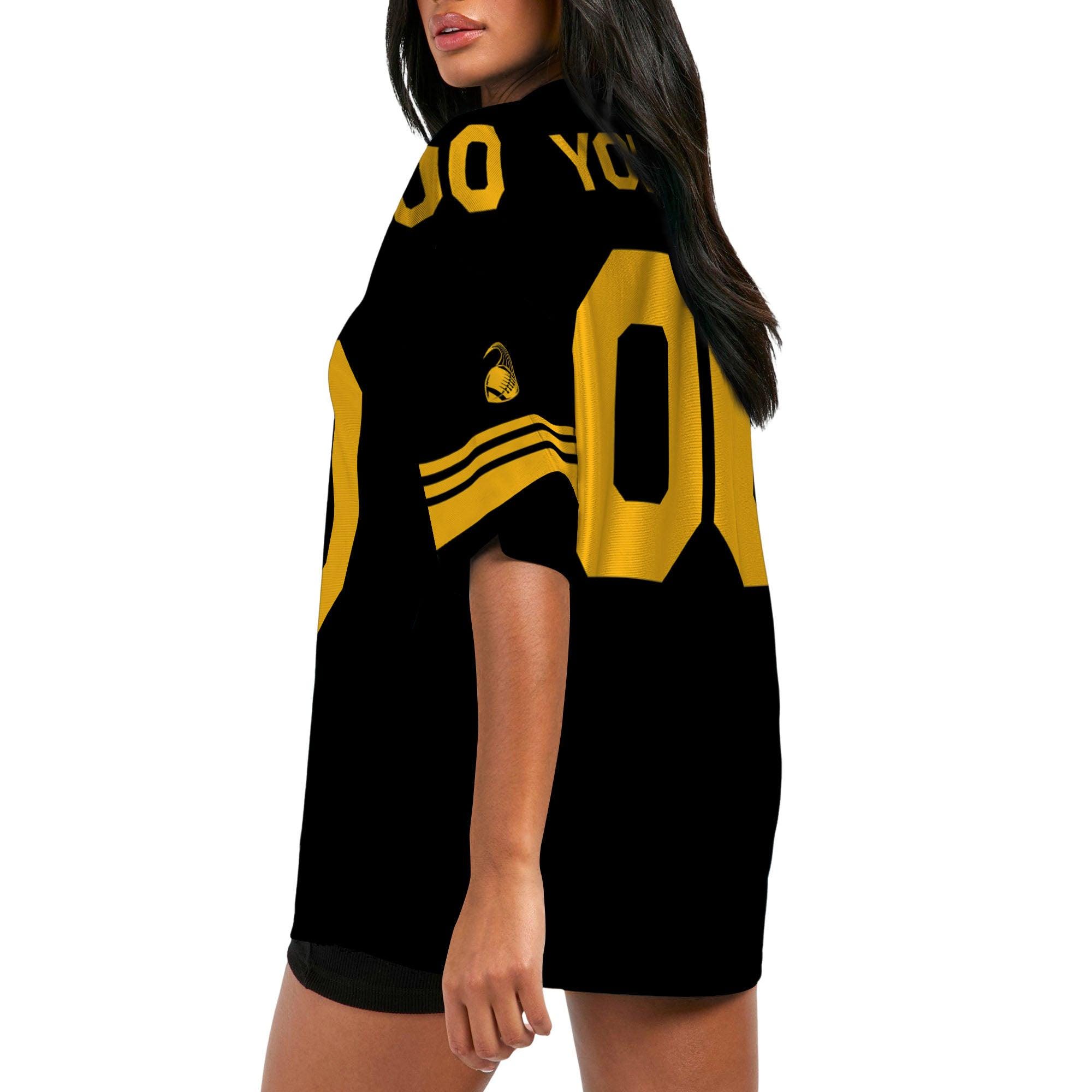 Custom Famous Team Super Star All Black Steeler Football I3, Jersey ...