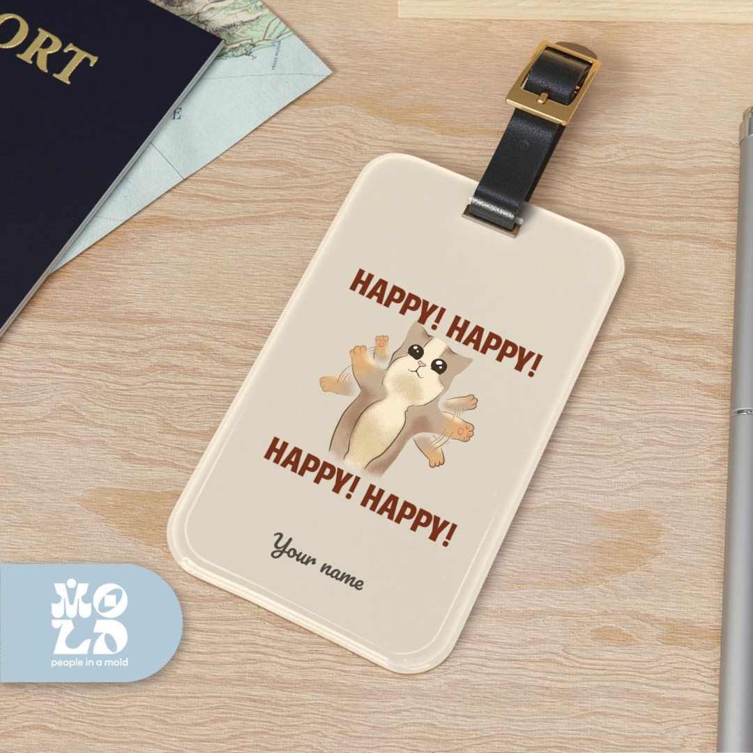 Happy Happy Cat Meme Luggage Tag, Cat School Bag Tags, Cute Cat ...