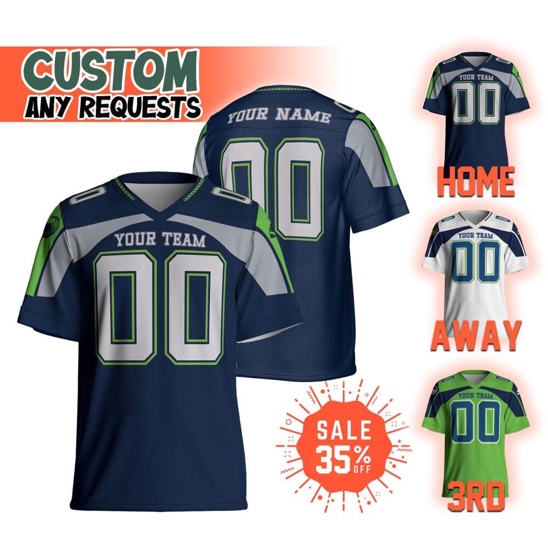 Custom Adult Youth Team Seahawk Football Jersey Collection, Match Days ...