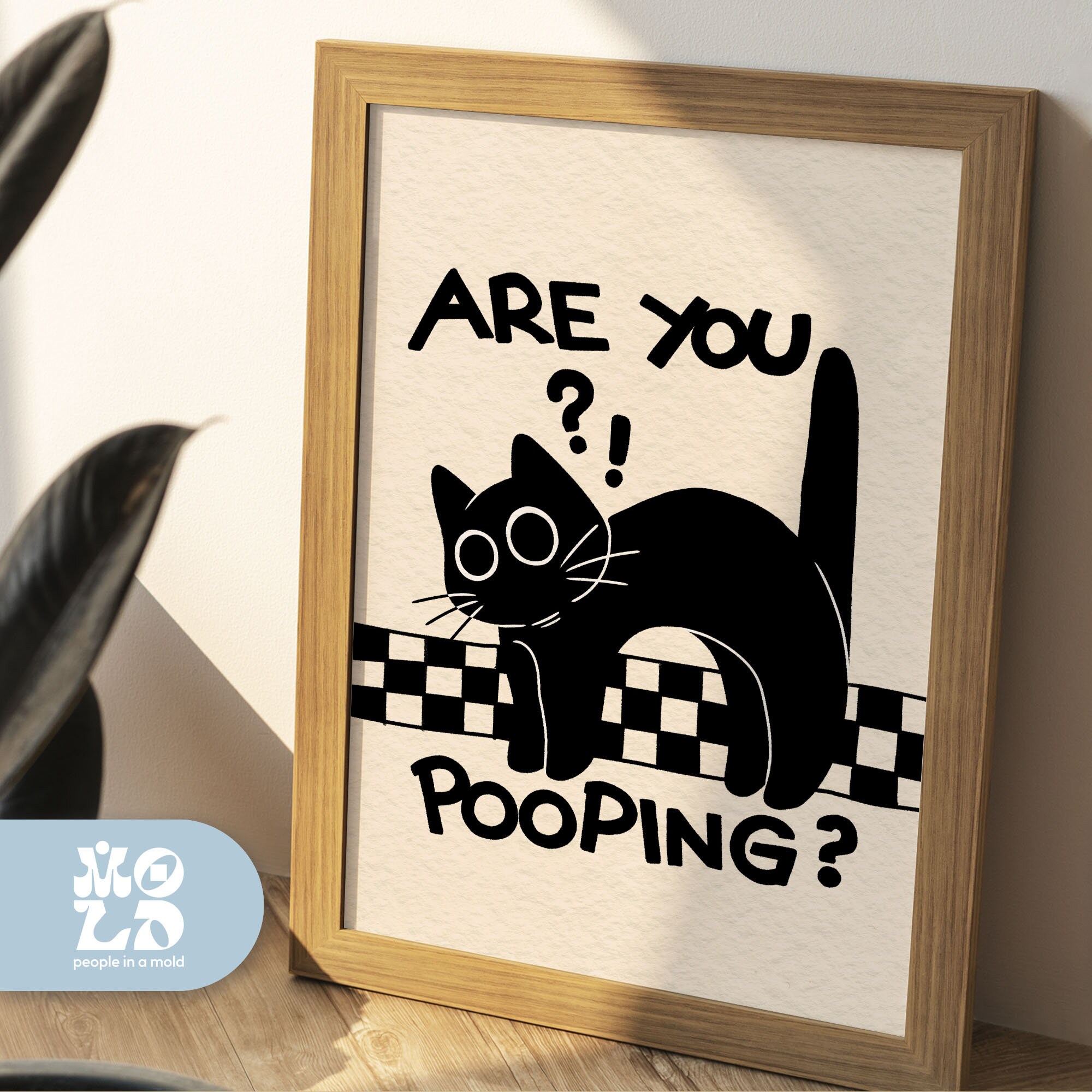 Pooping Cat Poster, Christmas Gift, Cute Pooping Cat Home Decor, Funny ...