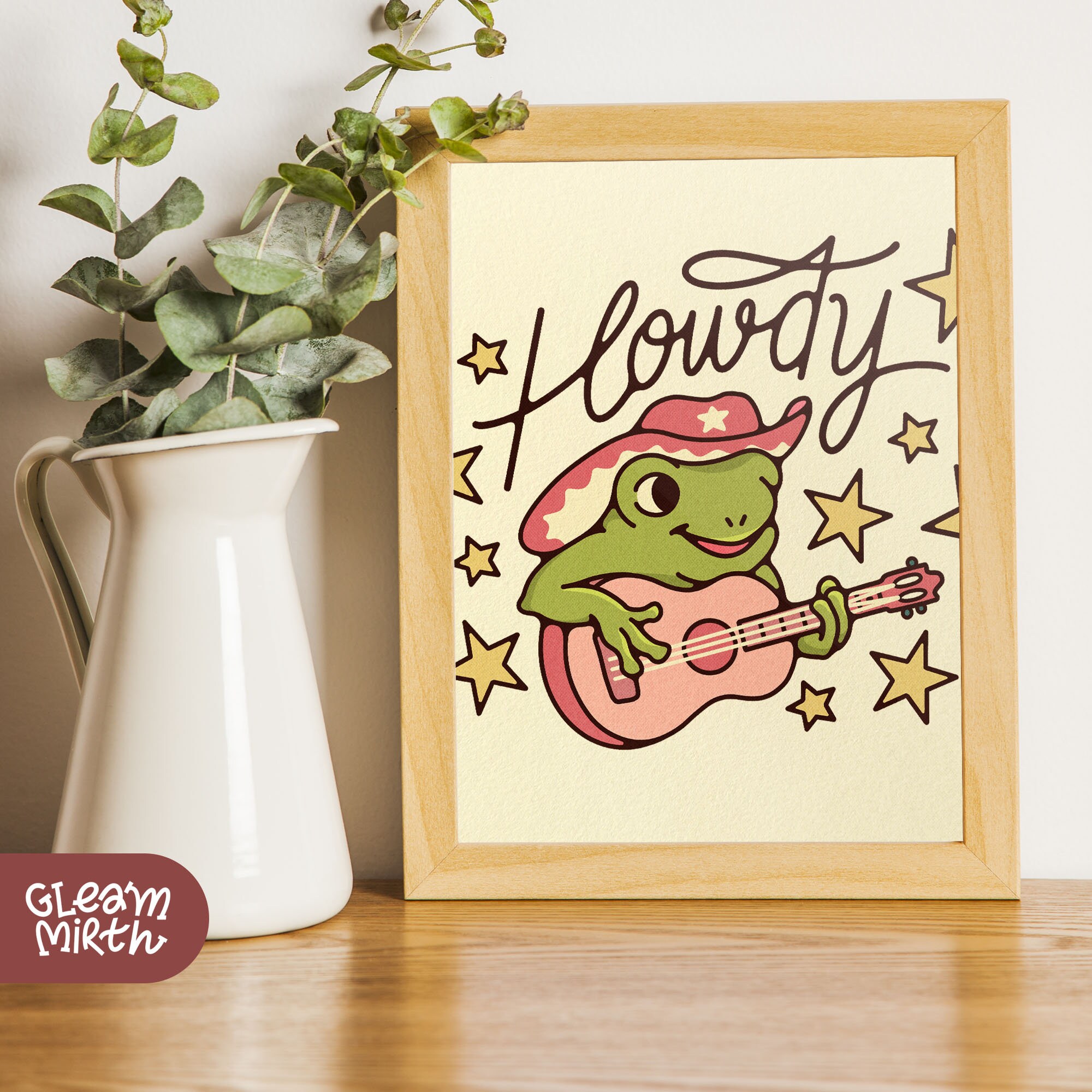 Howdy Art Print, Howdy Retro Cowboy Frog Art, Frog Gift Idea, Cute Frog ...