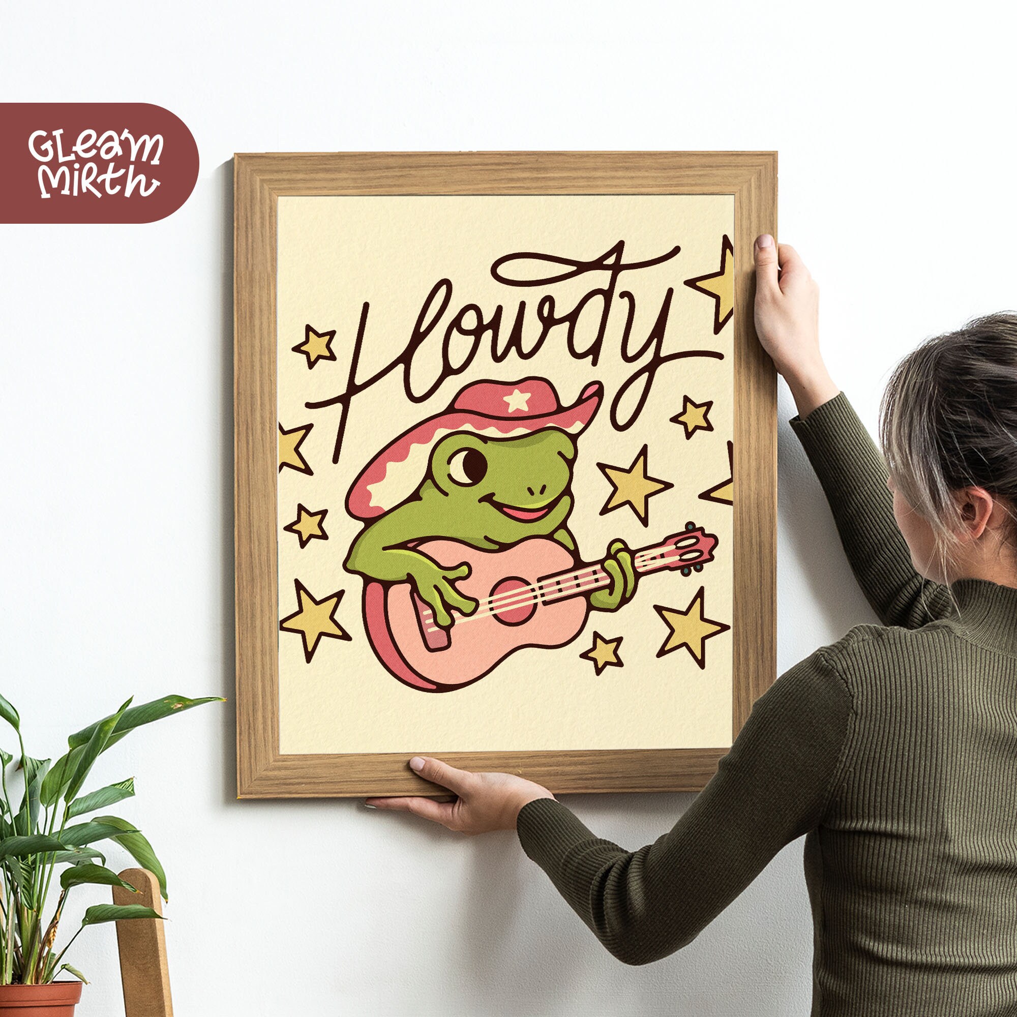 Howdy Art Print, Howdy Retro Cowboy Frog Art, Frog Gift Idea, Cute Frog ...