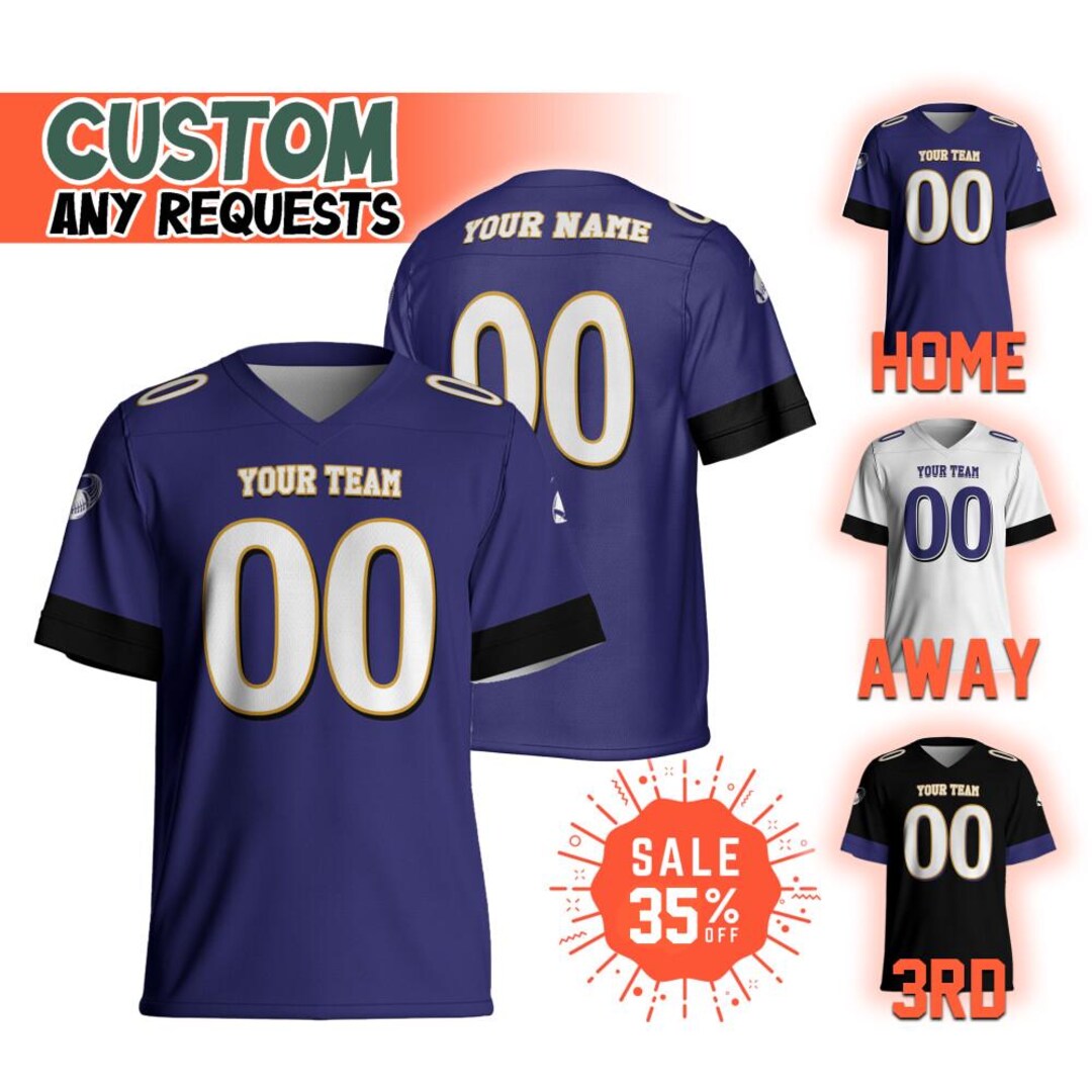 Personalized Team Raven Football Jersey Collection, Raven Shirt Adult ...
