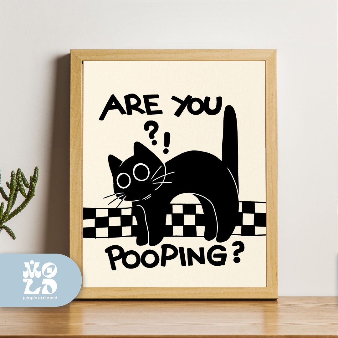 Pooping Cat Poster, Christmas Gift, Cute Pooping Cat Home Decor, Funny ...