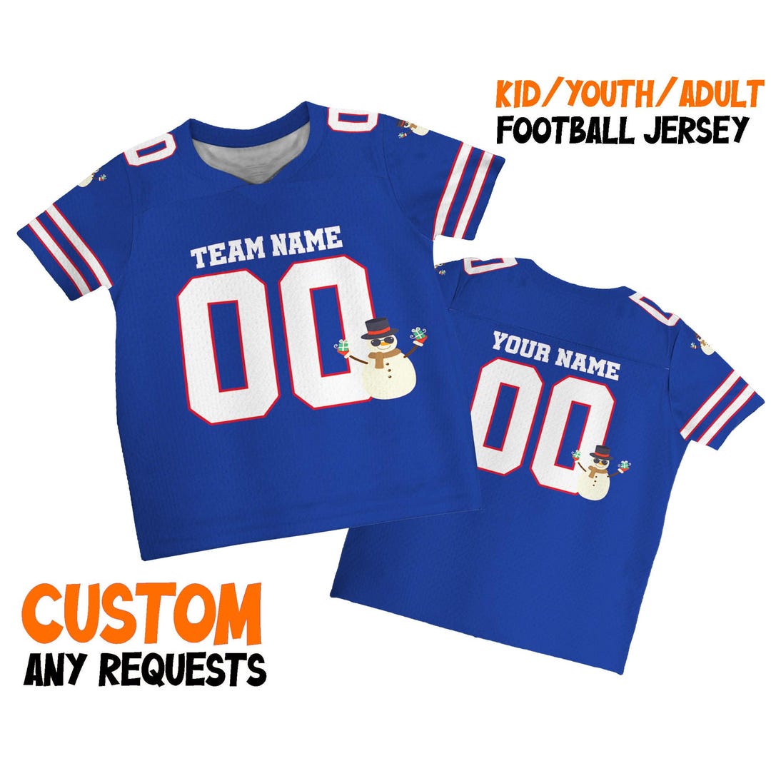 Customized Snowman Football Jersey Blue Red and White American Football ...