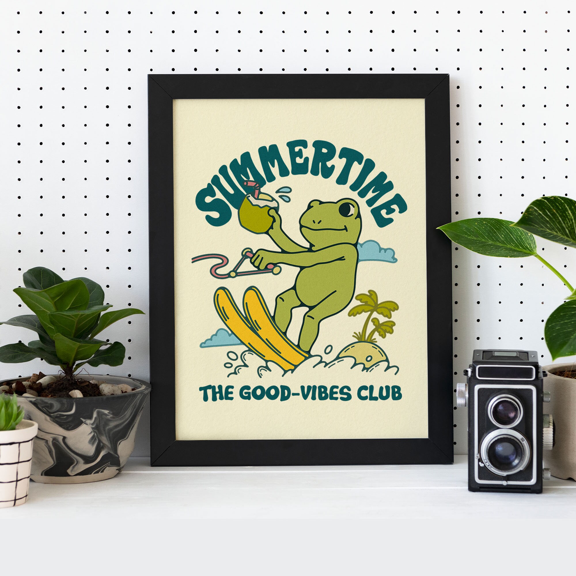 Summer Vibes Frog Poster, Cute Frog Print, the Good-vibes Clubs Quotes ...