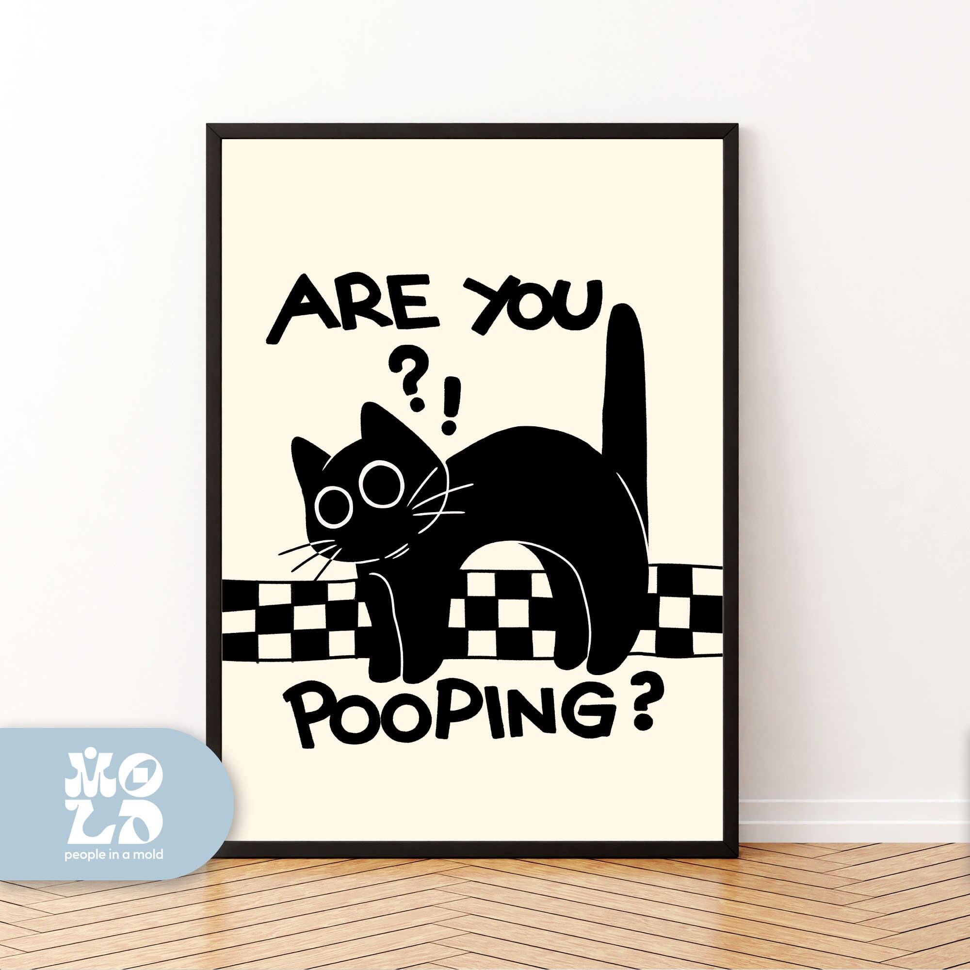 Pooping Cat Poster, Christmas Gift, Cute Pooping Cat Home Decor, Funny ...