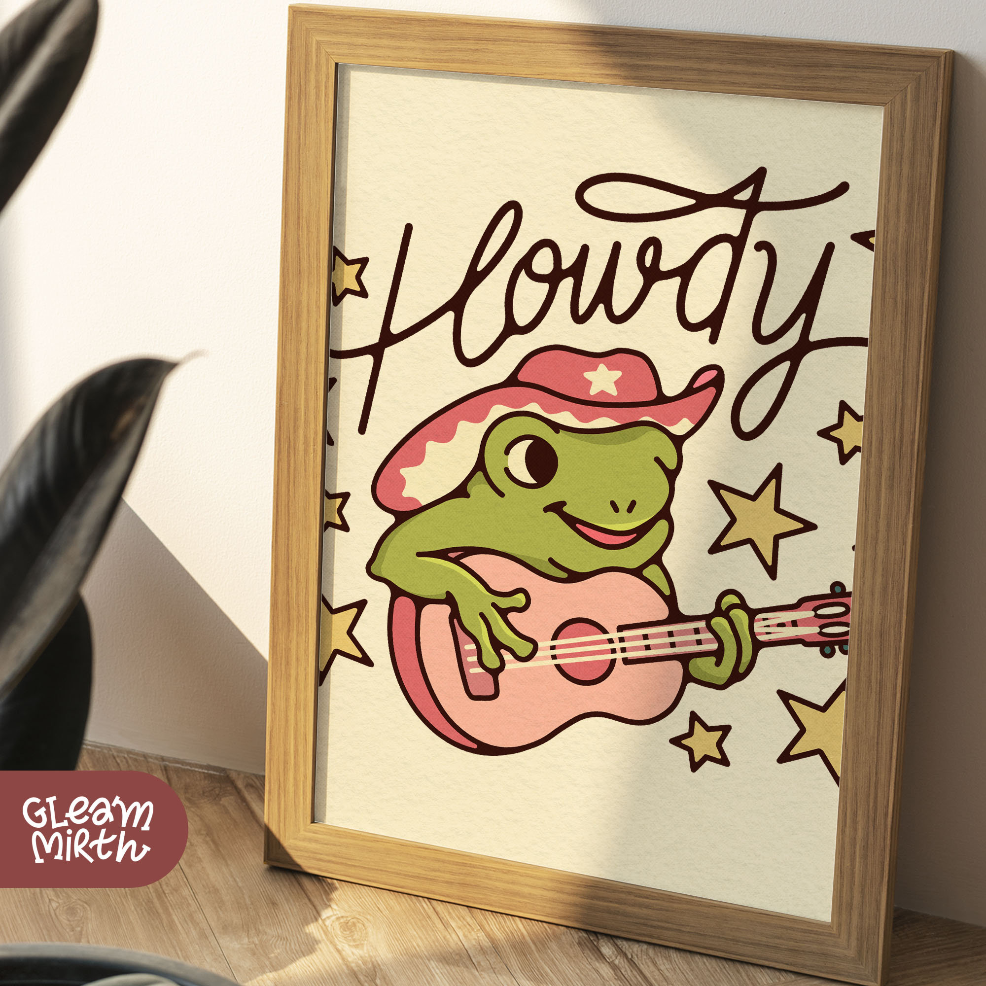 Howdy Art Print, Howdy Retro Cowboy Frog Art, Frog Gift Idea, Cute Frog ...