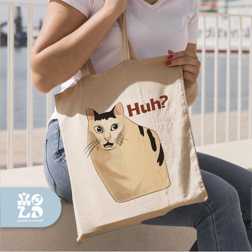 Huh Cat Meme Tote Bag, Gift for Besties, Lover, Friends, Cute Cat ...