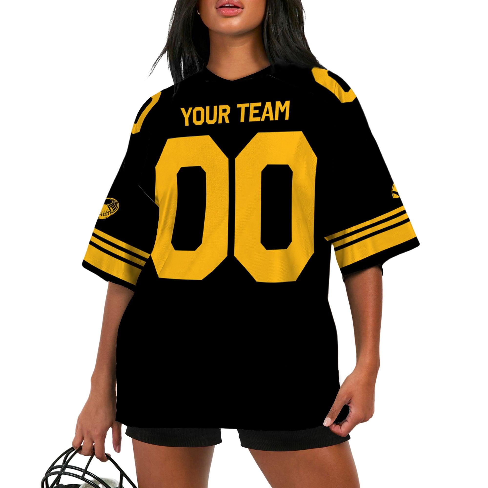 Custom Famous Team Super Star All Black Steeler Football I3, Jersey ...